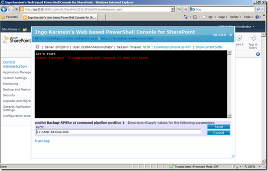 “SPWebPSConsole”: Web based PowerShell Console for SharePoint (A new project on Codeplex) – Ingo ...